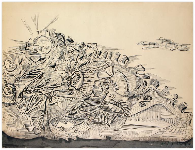 Soleil levant (paysage) - 1959 - Jean-Jacques Lebel